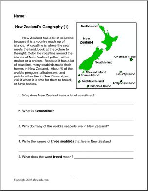Comprehension: New Zealand Geography – Abcteach