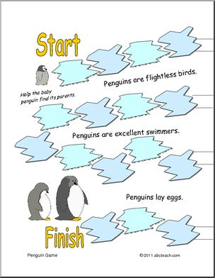 Game Board: Penguin Blank Game Board (color) (primary/elem) – Abcteach