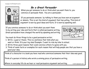 Writing: Persuasive; Be a Great Persuader (primary/elem) – Abcteach