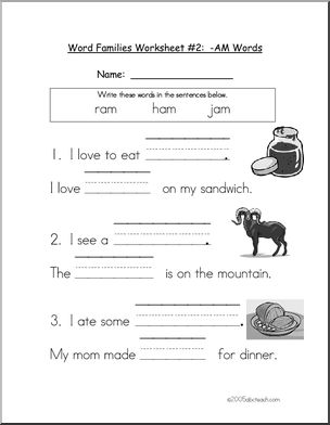 Word Family – am words Worksheet – Abcteach