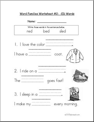 Word Family – ed words Worksheet – Abcteach
