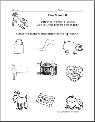 Final Consonant Sound “g” (primary) Phonics – Abcteach