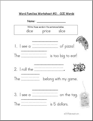 Word Family – ice words Phonics – Abcteach