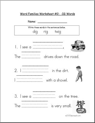 Word Family – ig words Worksheet – Abcteach