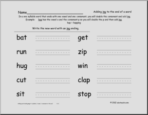 Phonics: Word Ending “ing” with CVC (primary) – Abcteach
