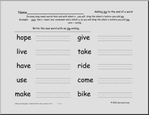 Phonics: Word Ending “ing” With VCE (primary) – Abcteach