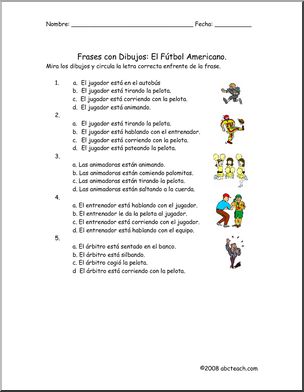Spanish: Frases con dibujos – El fË™tbol americano (elementaria) – Abcteach