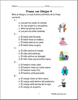 Spanish: Frases con dibujos – El DÃŒa del Padre (elementaria) – Abcteach