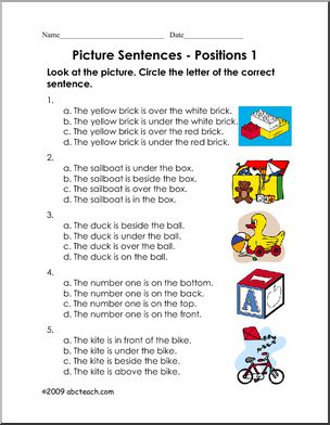 Worksheet: Picture Sentences – 6 – Abcteach
