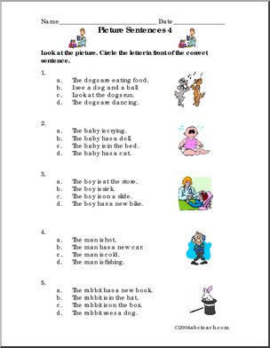Worksheet: Picture Sentences – 6 – Abcteach