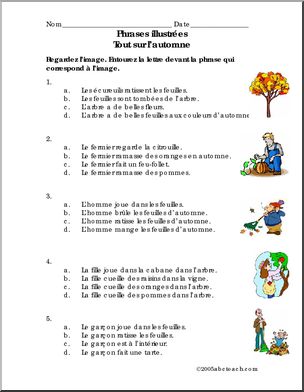 French: Phrases illustrÃˆes tout sur l’automne – Abcteach