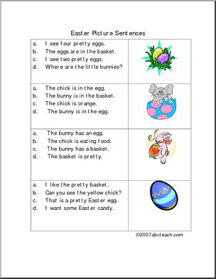 Worksheet: Picture Sentences – Easter (primary) – Abcteach