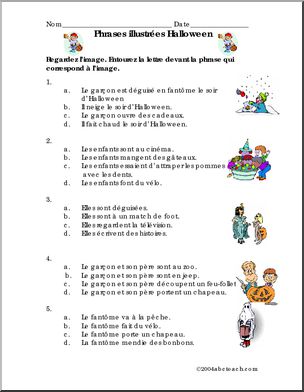 French: Phrases illustrÃˆes Halloween – Abcteach