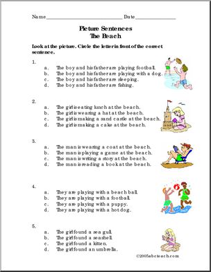 The Beach (b/w) (K-1) Rebus – Abcteach