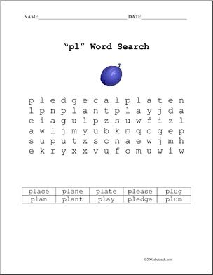 “pl” Word Search – Abcteach