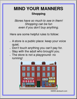 Poster: Manners – Shopping – Abcteach
