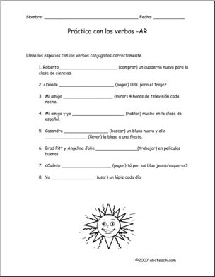 verbos -AR/-AR verbs – Abcteach