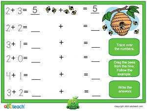 Interactive: Notebook: Math: Addition with pictures: Set 2, butterflies (prek-1) – Abcteach