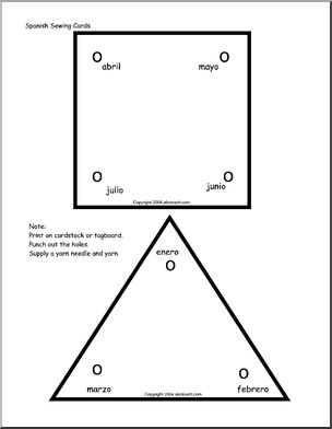 Spanish Vocabulary Sewing Cards – Abcteach