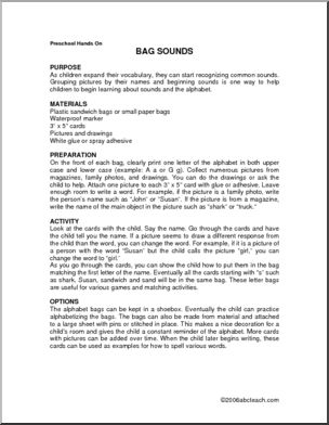 Activity: Bag Sounds (preschool/pre-k) – Abcteach