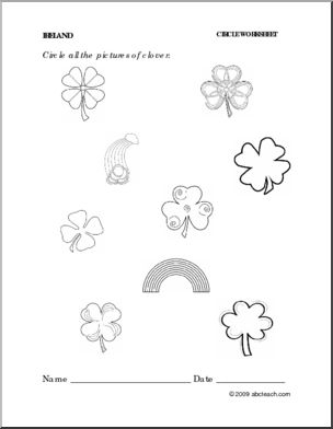 Worksheet: Irish Symbols – circle (preschool/primary) -b/w – Abcteach