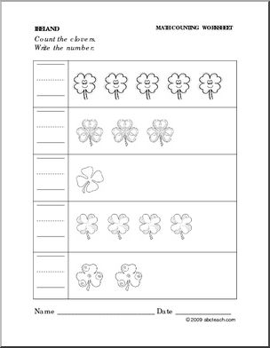 Worksheet: Irish Symbols – Write the Number (preschool/primary) – Abcteach