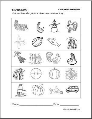 Bingo Cards: Thanksgiving – check sheet (b/w) – Abcteach
