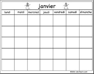 French: Calendar: Calendrier modÃ‹le-octobre – Abcteach
