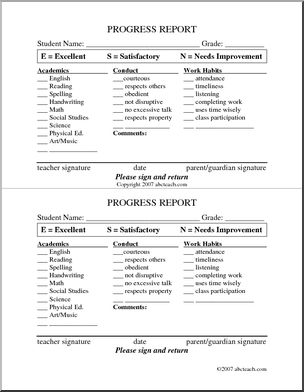 Form: Progress Check – Abcteach