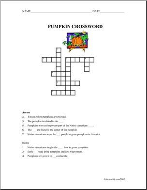Crossword: Pumpkins (elementary) – Abcteach