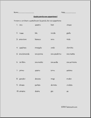 Italian Vocabulary Themes – Abcteach