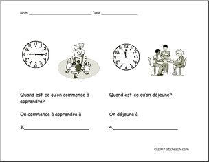 French: Elementary Telling Time – Abcteach