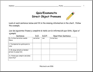 Objeto Directo/Direct Object – Abcteach