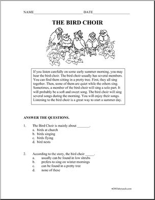 Fiction: The Bird Choir (elementary) – Abcteach