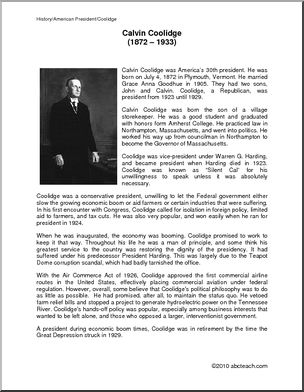 Biography: U. S. President Calvin Coolidge (upper elem/middle) – Abcteach