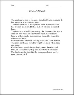 Comprehension: Cardinals (primary/elem) – Abcteach