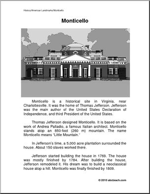 Comprehension: U.S. Landmark – Monticello (elem) – Abcteach