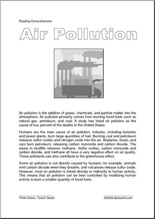 Comprehension: Air Pollution (upper elem/middle) – Abcteach