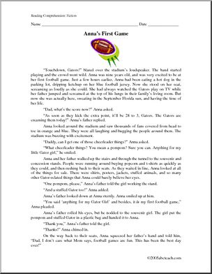 Fiction: Anna’s First Game (elementary) – Abcteach