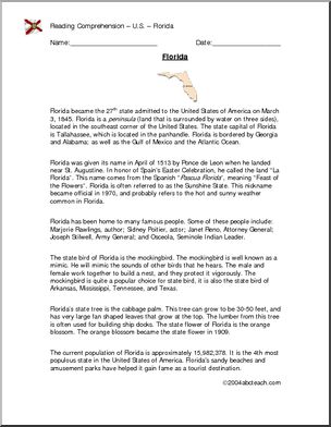 Comprehension: State – Florida (elementary) – Abcteach