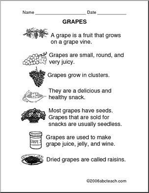 Comprehension: Grapes (primary) – Abcteach