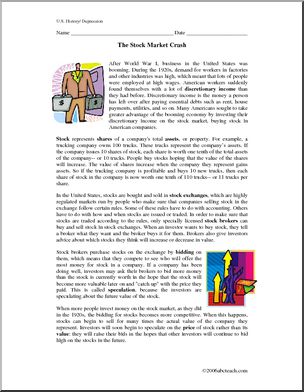 Comprehension: The Stock Market Crash (middle school) – Abcteach