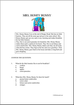Fiction: Mrs. Honey Bunny (elementary) – Abcteach
