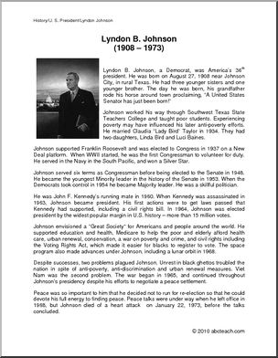Biography: U. S. President Lyndon Johnson ( upper elem/middle) – Abcteach