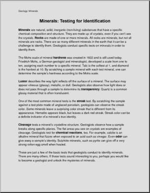 Reading Comprehension: Minerals: Testing for Identification – Abcteach