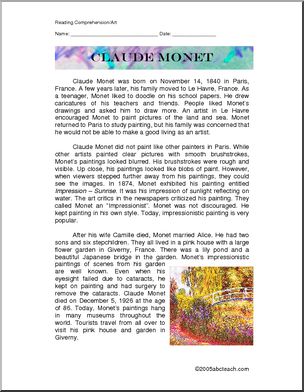 Biography: Claude Monet (upper elementary/ middle) – Abcteach