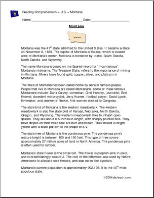 Comprehension: State – California (elementary) – Abcteach