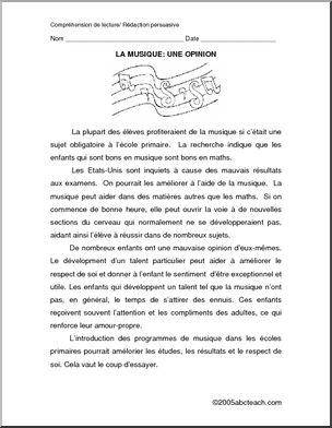 French: La musique; une opinion – Abcteach