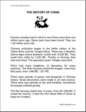 Comprehension: History of China (elementary) – Abcteach