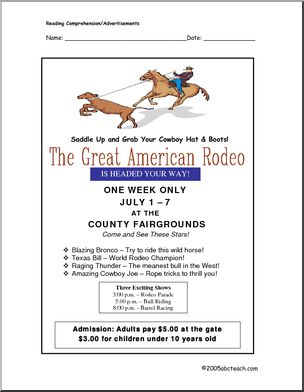 Comprehension: Rodeo (upper elementary) – Abcteach